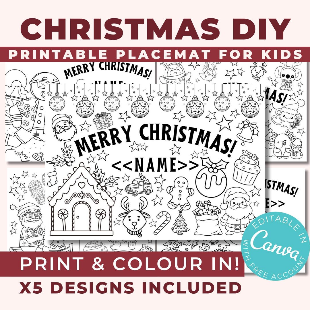 Christmas Coloring Placemats Printable | Instant Download | Christmas ...