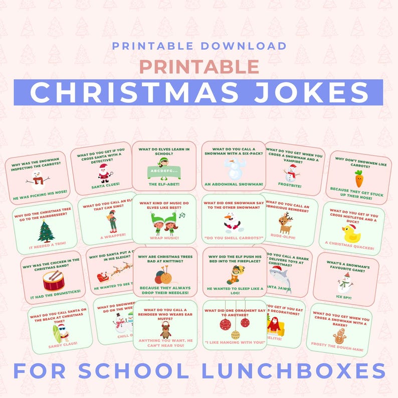 Lunchbox Notes, Printable Christmas Jokes, Christmas Lunchbox Notes ...