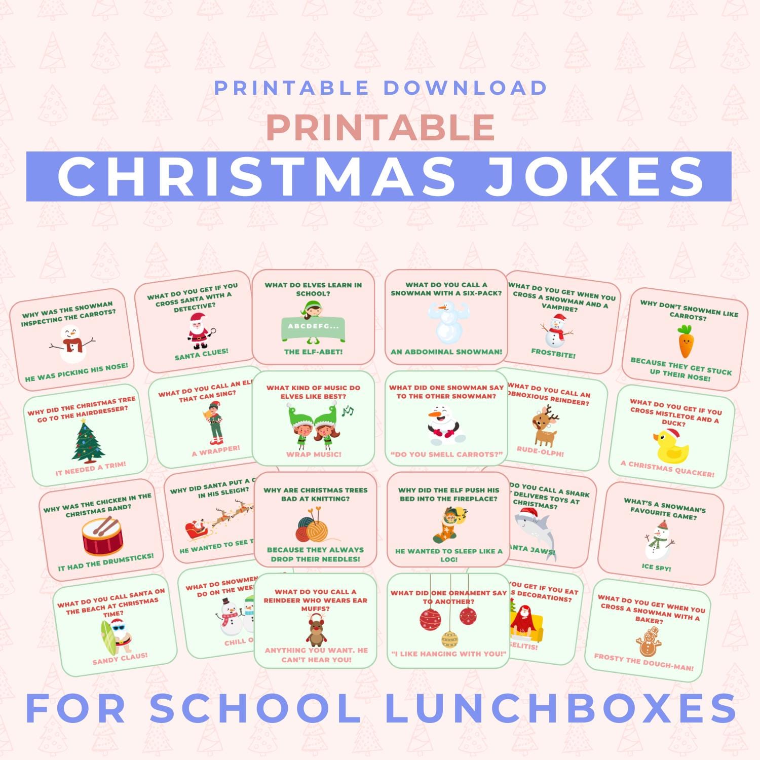 Lunchbox Notes, Printable Christmas Jokes, Christmas Lunchbox Notes ...