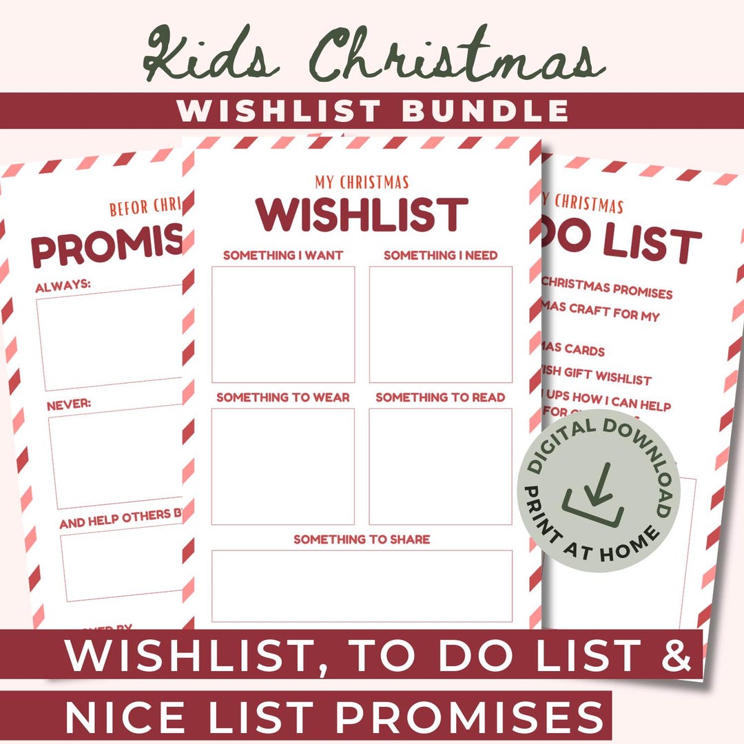 Kids Christmas Wishlist | Red, Printable Christmas Wishlist, Christmas ...