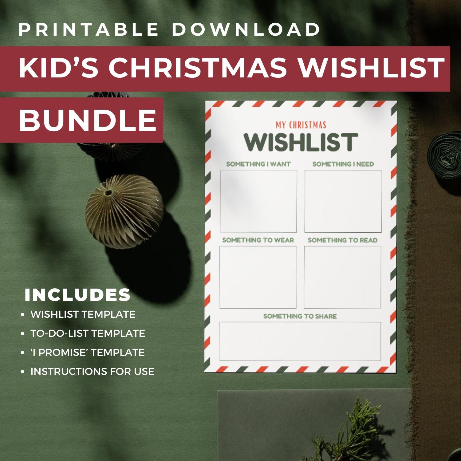 Kids Christmas Wishlist | Green, Printable Christmas Wishlist ...