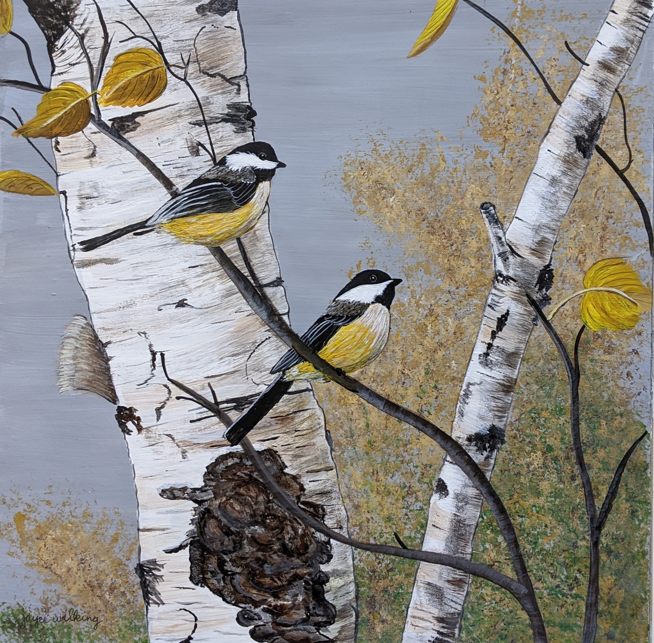 Chickadees in Birch Tree - Etsy