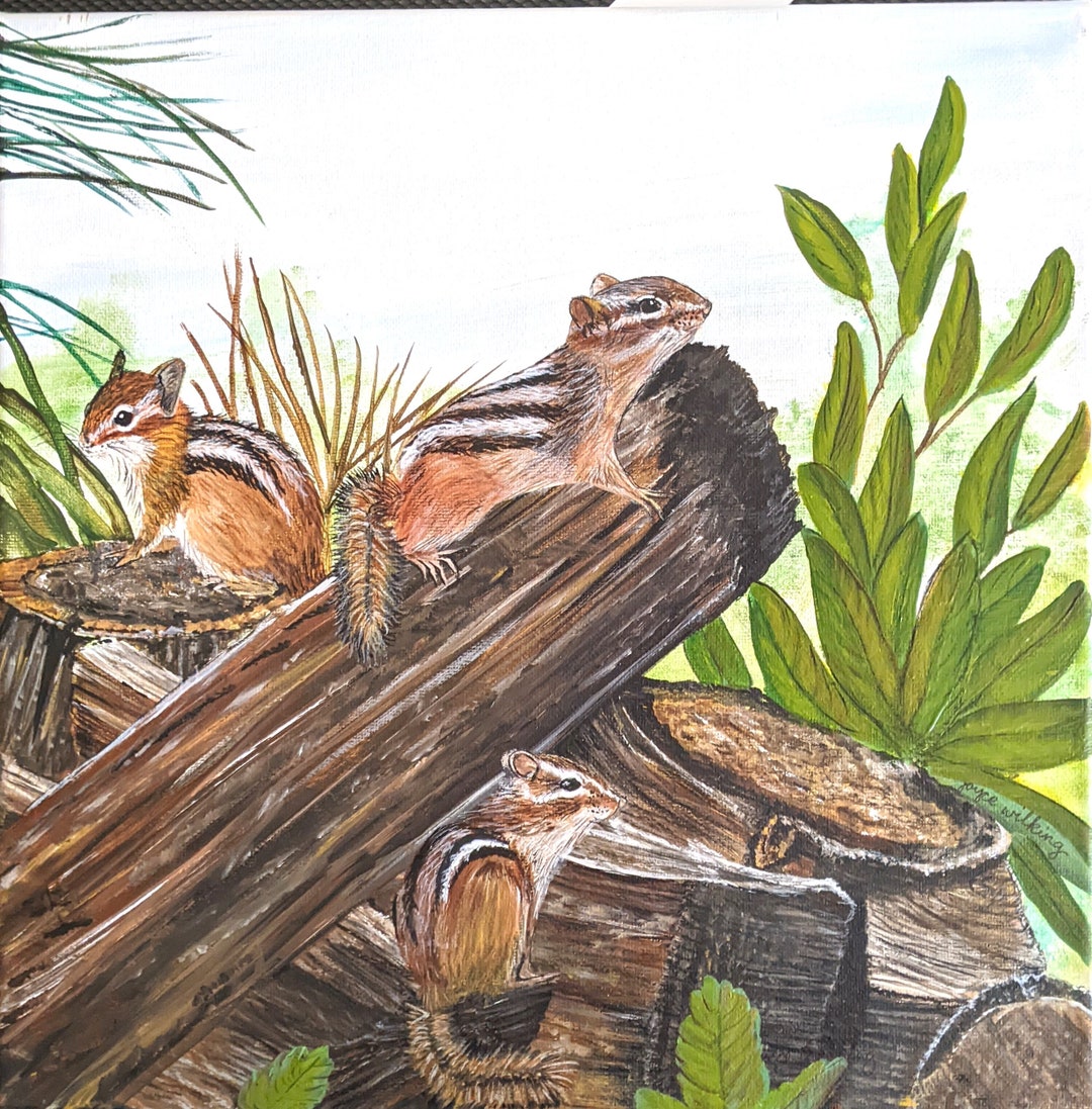 Chipmunks on Logs - Etsy