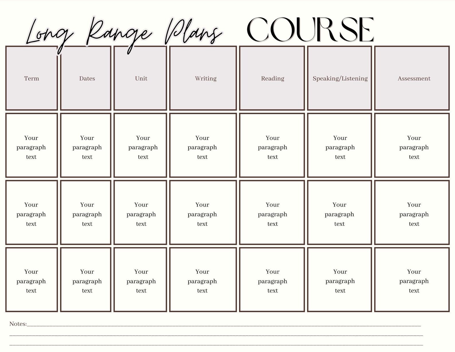 Editable Long-range Planner Template | Teacher Planning Template ...