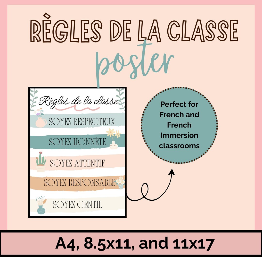Règles De La Classe- BOHO Poster French Classroom Rules Poster - Etsy ...