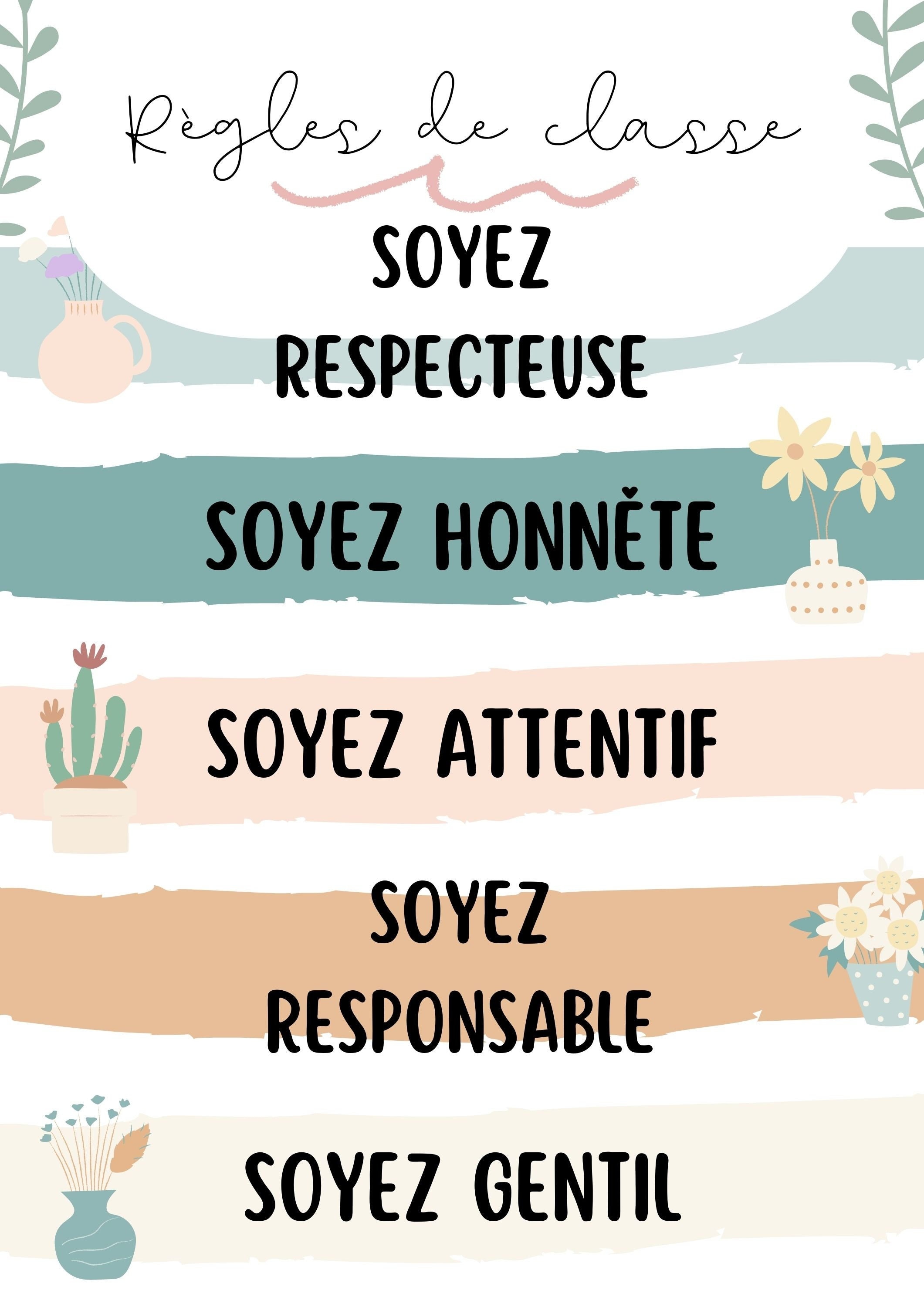 Règles De La Classe BOHO Poster - Etsy Canada