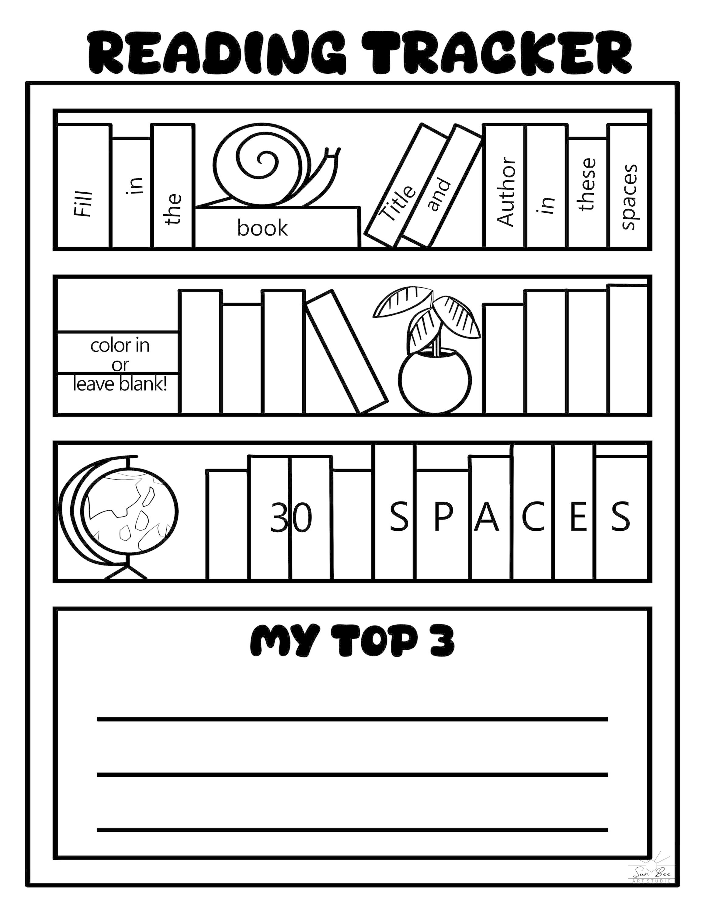 Printable Book Tracker - Coloring Sheet - Etsy Canada