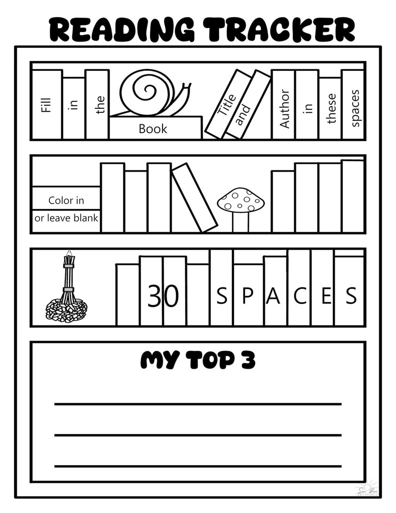 Printable Cottagecore Book Tracker - Coloring Sheet - Etsy
