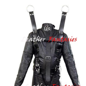 Real Leather Bondage Suspension Suit With Leather Belts and Welded D ...
