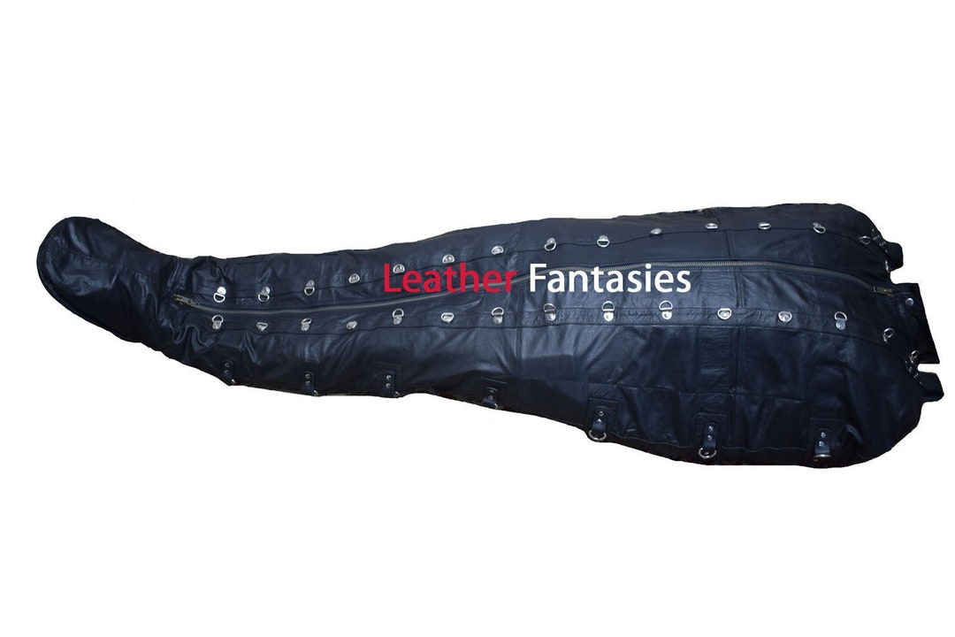 Real Leather Sleep Sack Body Bag Black Genuine Leather Bondage Bag