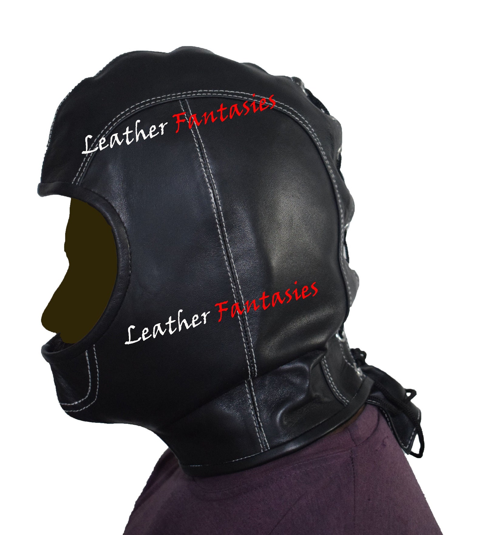 Genuine Leather Medieval Hood Open Eyes and Nose With Lacing Back for ...