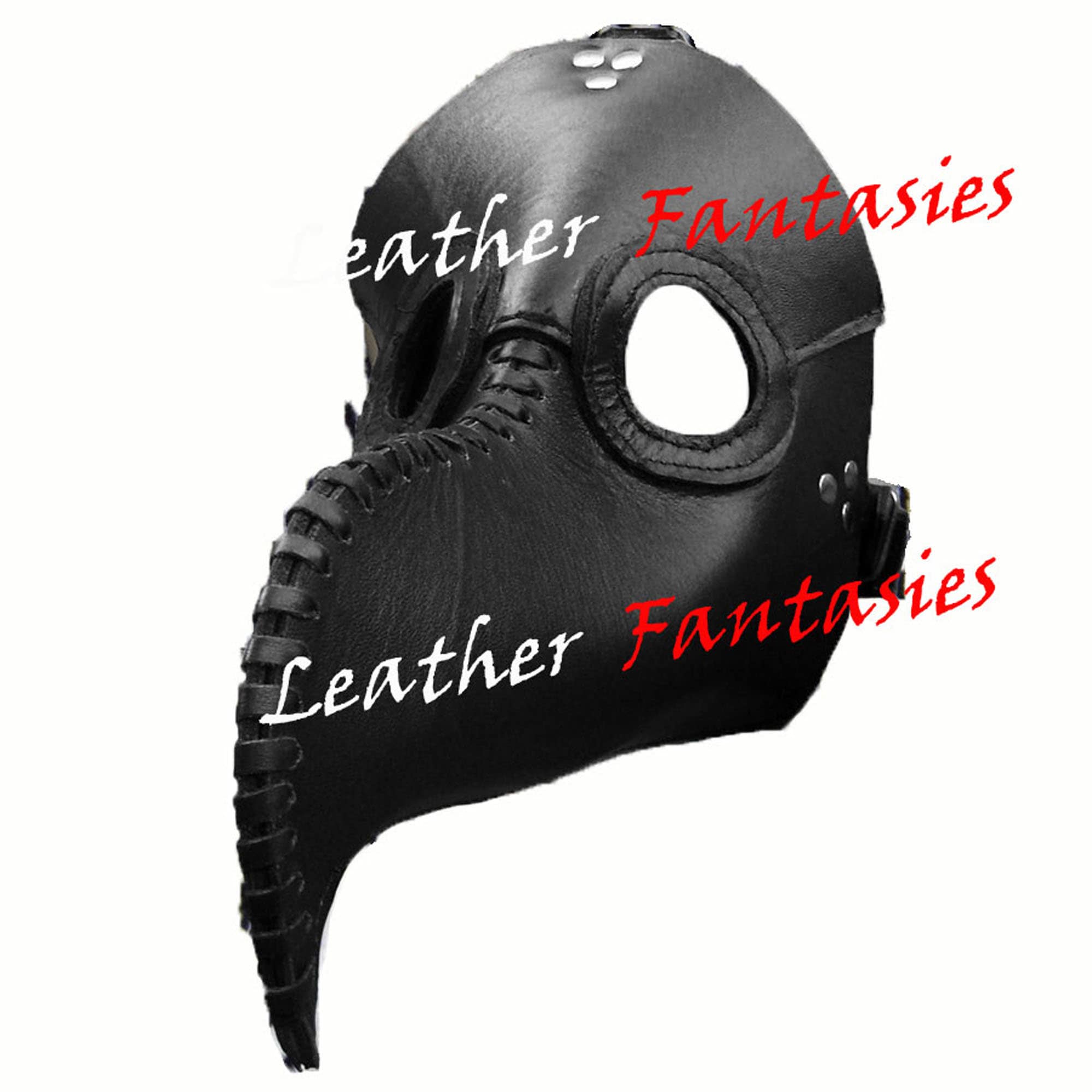 Genuine Leather Plague Doctor Bird Mask Long Nose Beak Cosplay ...