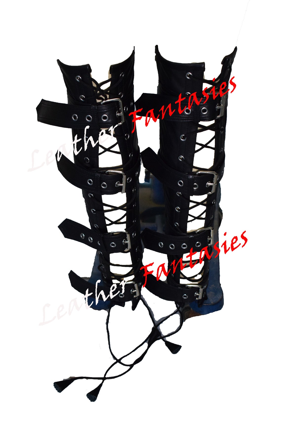 Genuine Black Leather Arm And Leg Binders 4 Piece Heavy Duty Etsy