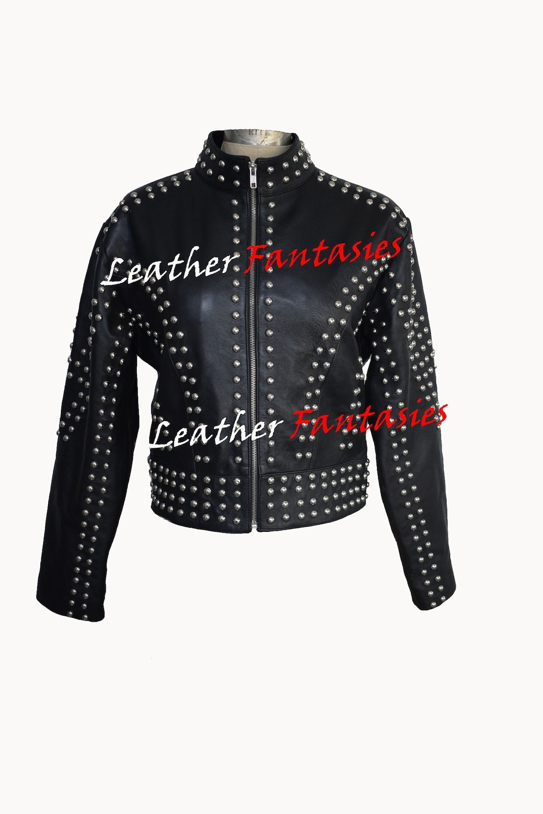 Women's Genuine Black Leather Moto Biker Jacket With - Etsy