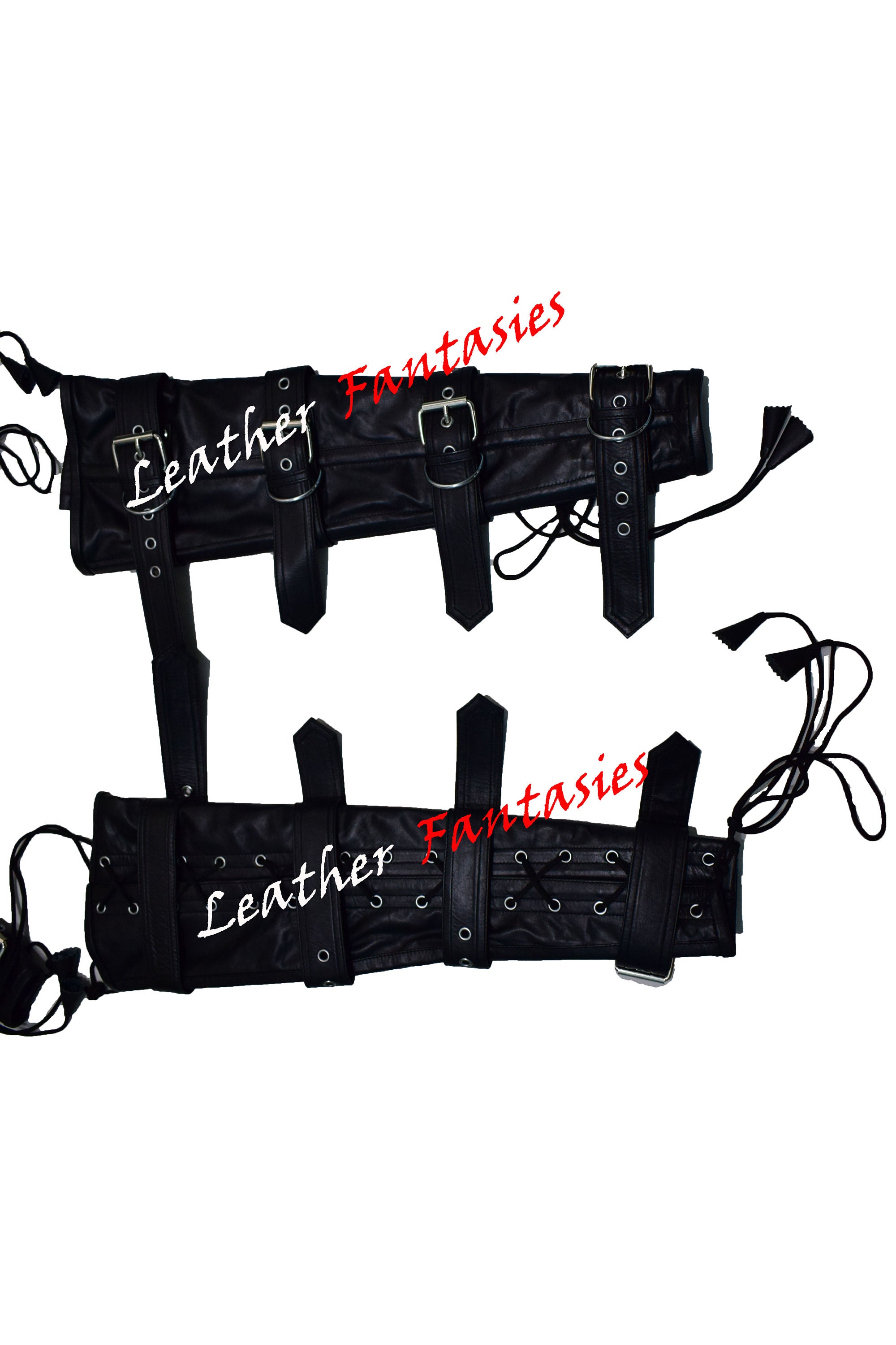 Genuine Black Leather Arm And Leg Binders 4 Piece Heavy Duty Etsy Uk
