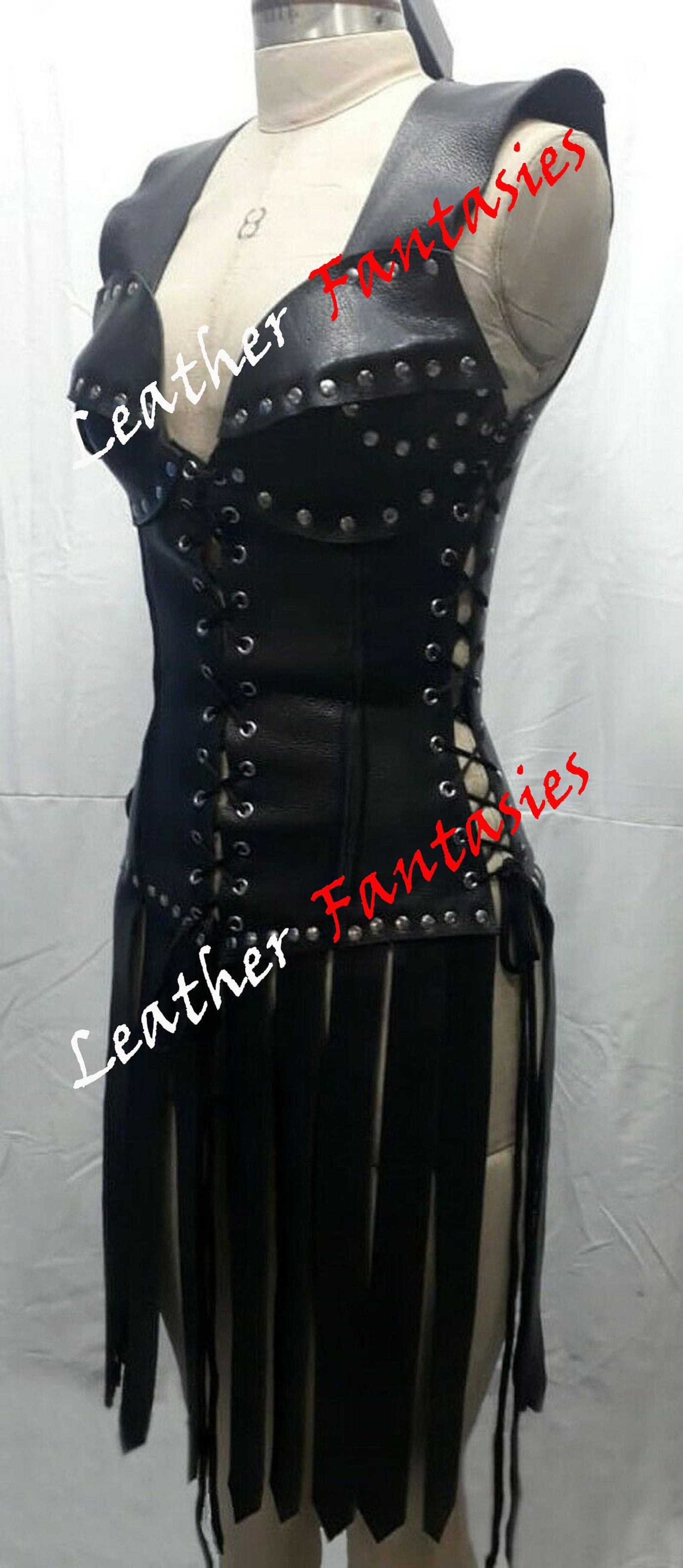 Genuine Leather Corset Armor: Tassel Bodice, LARP Costume - Etsy