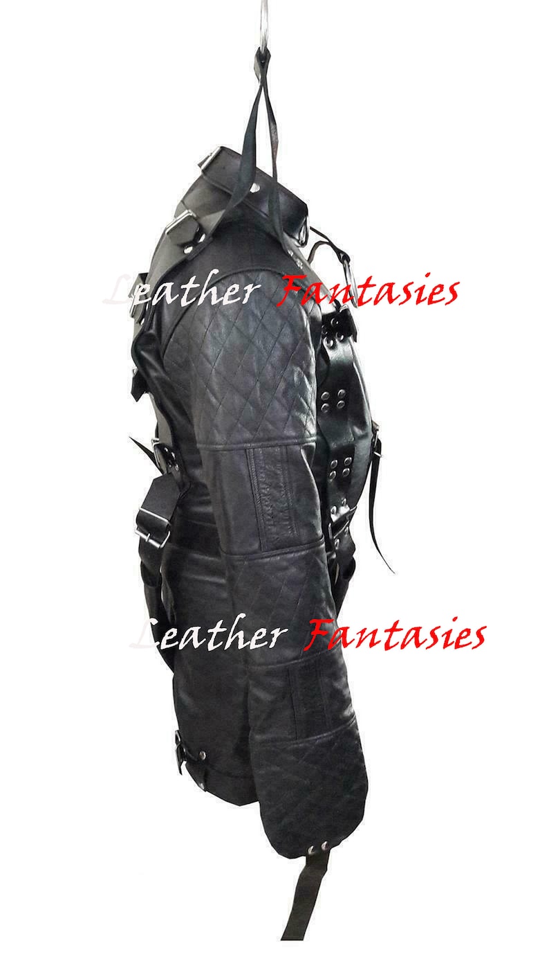Real Leather Bondage Suspension Suit With Leather Belts and Welded D ...