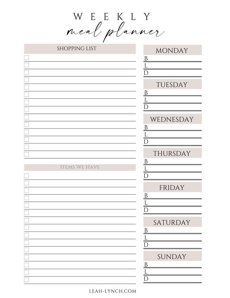 Printable Shopping List and Meal Planner Shopping List Planner, Meal ...