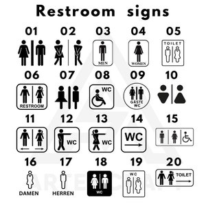 Toilet Sign - WC Door Symbol / Bathroom/ Gender Restroom / Toilets ...