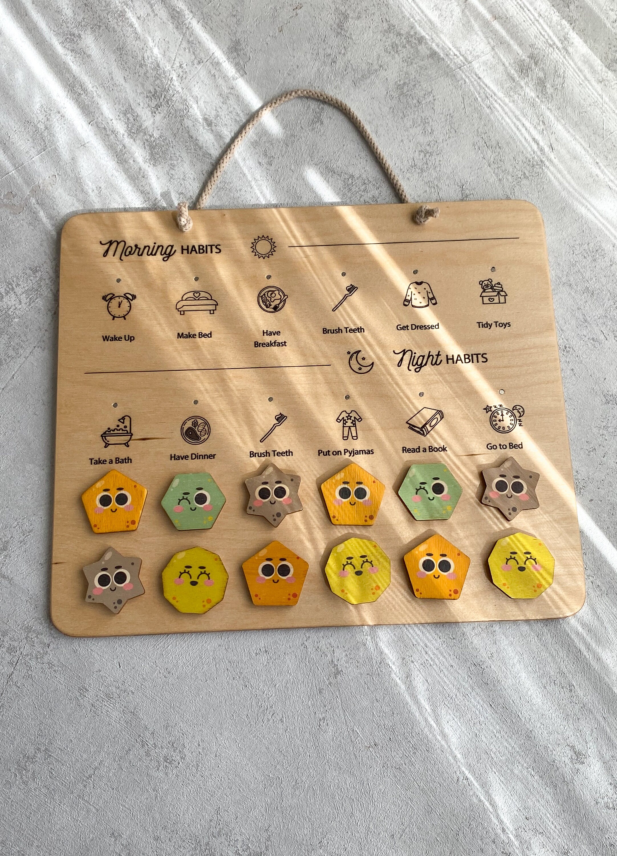 Wooden Daily Routine Chart,kids Chore Chart,hanging Responsibilities ...