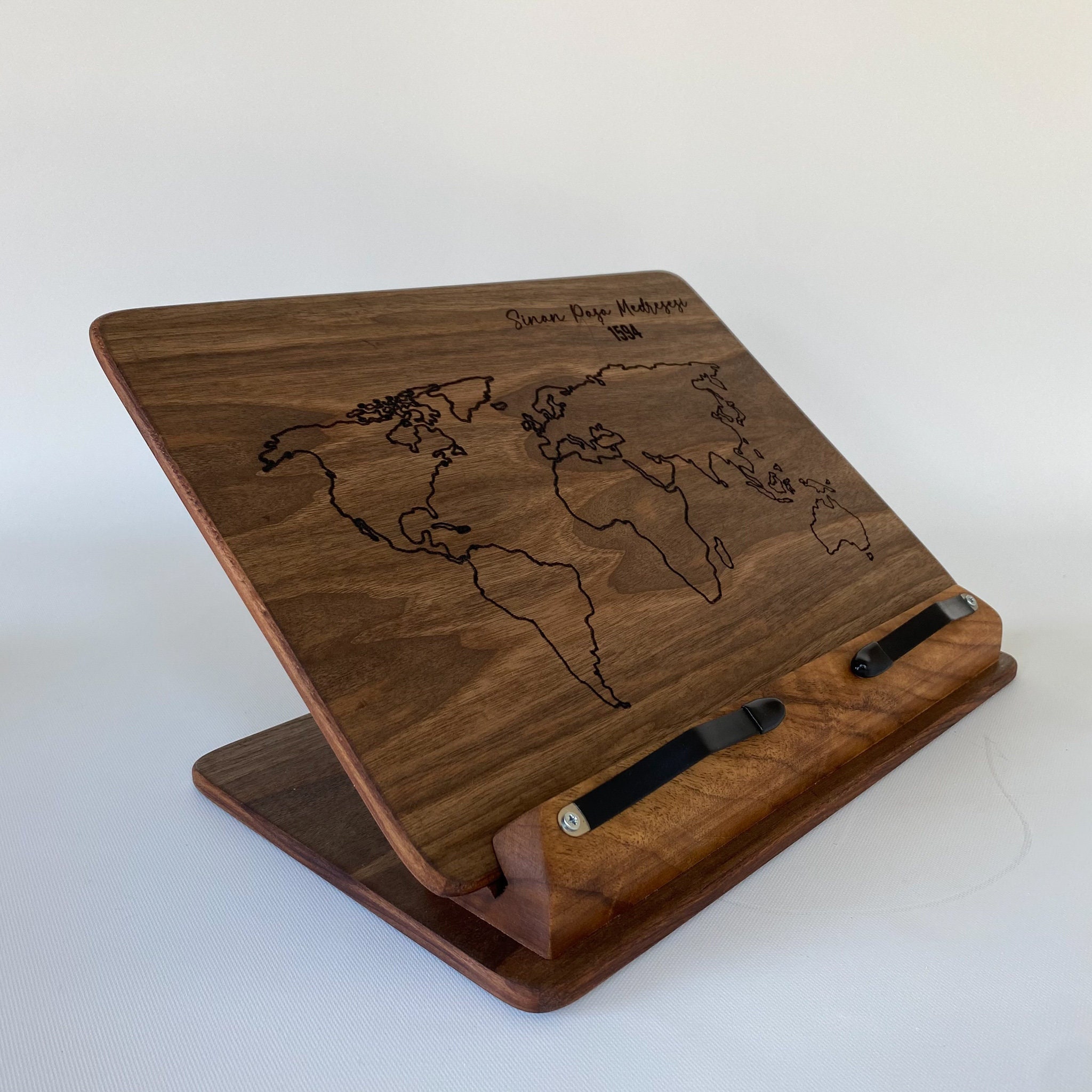 Wooden Personalised Book Stand, Portable Tablet Stand, Wooden Book ...