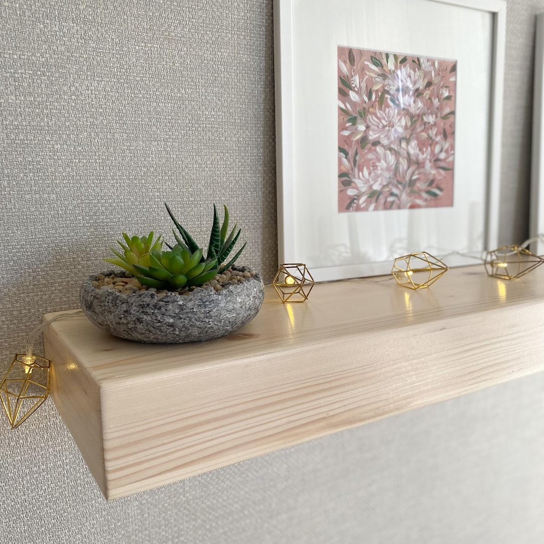 Thick Spruce Floating Shelf: 3'' Rustic Farmhouse Ledge - Includes ...