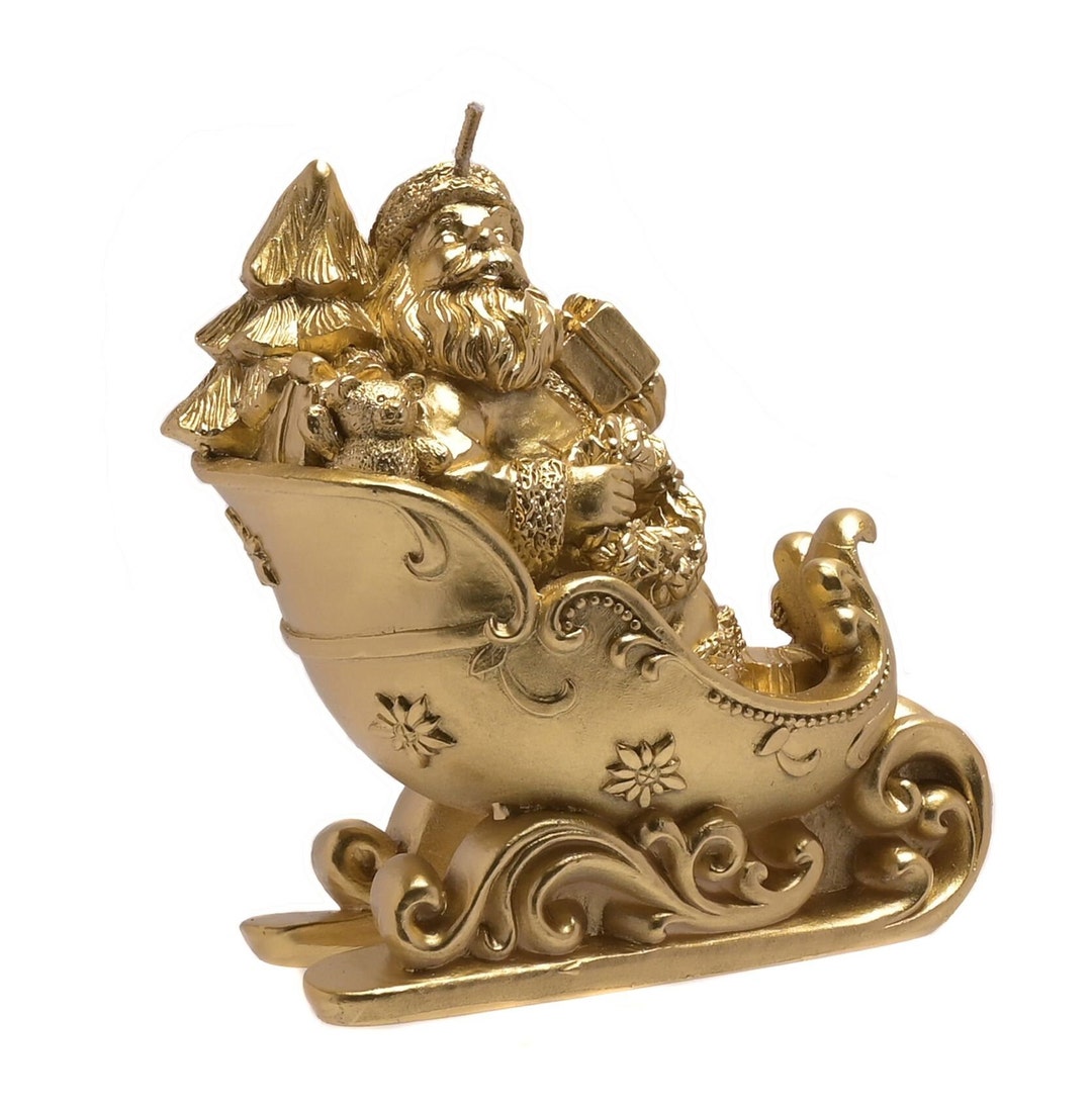 Gold Santa on A Sleigh Candle Gold Santa Decoration Gold - Etsy