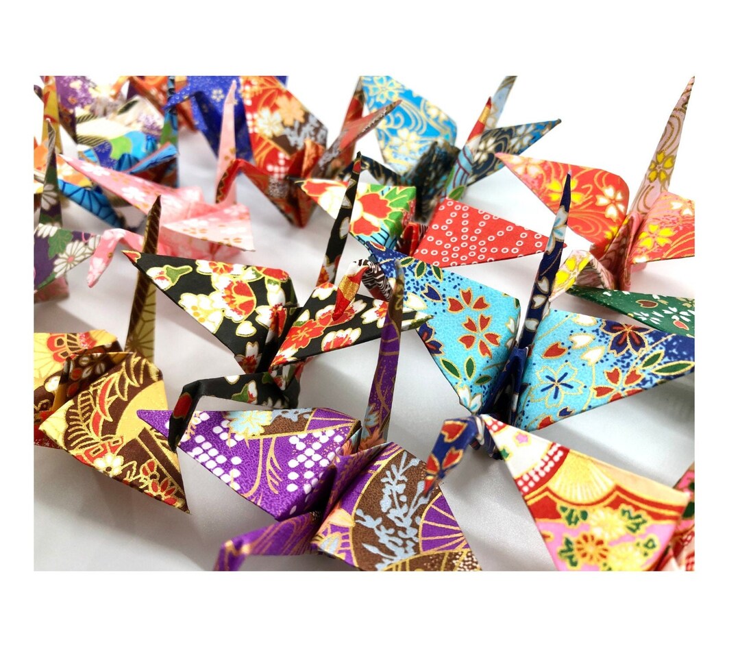 Set of 6 Handmade Origami Cranes, 6 Washi Paper Origami Birds, 6 ...