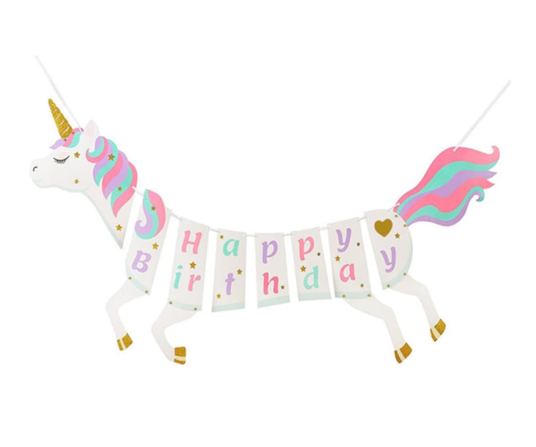 Unicorn Happy Birthday Banner, Unicorn Happy Birthday Garland - Etsy