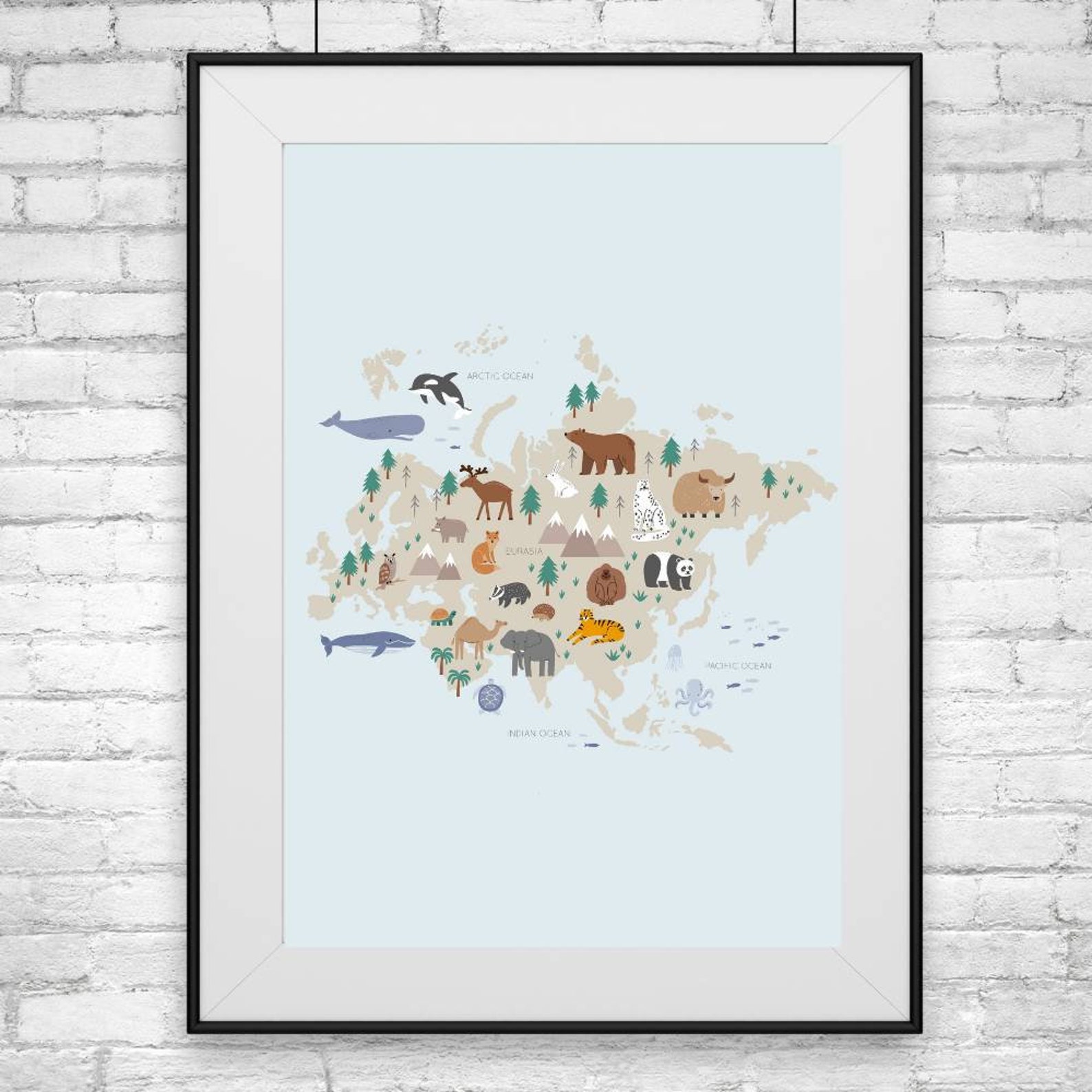 Animal World Map | Set of Five World Map | Travel Theme Nursery ...