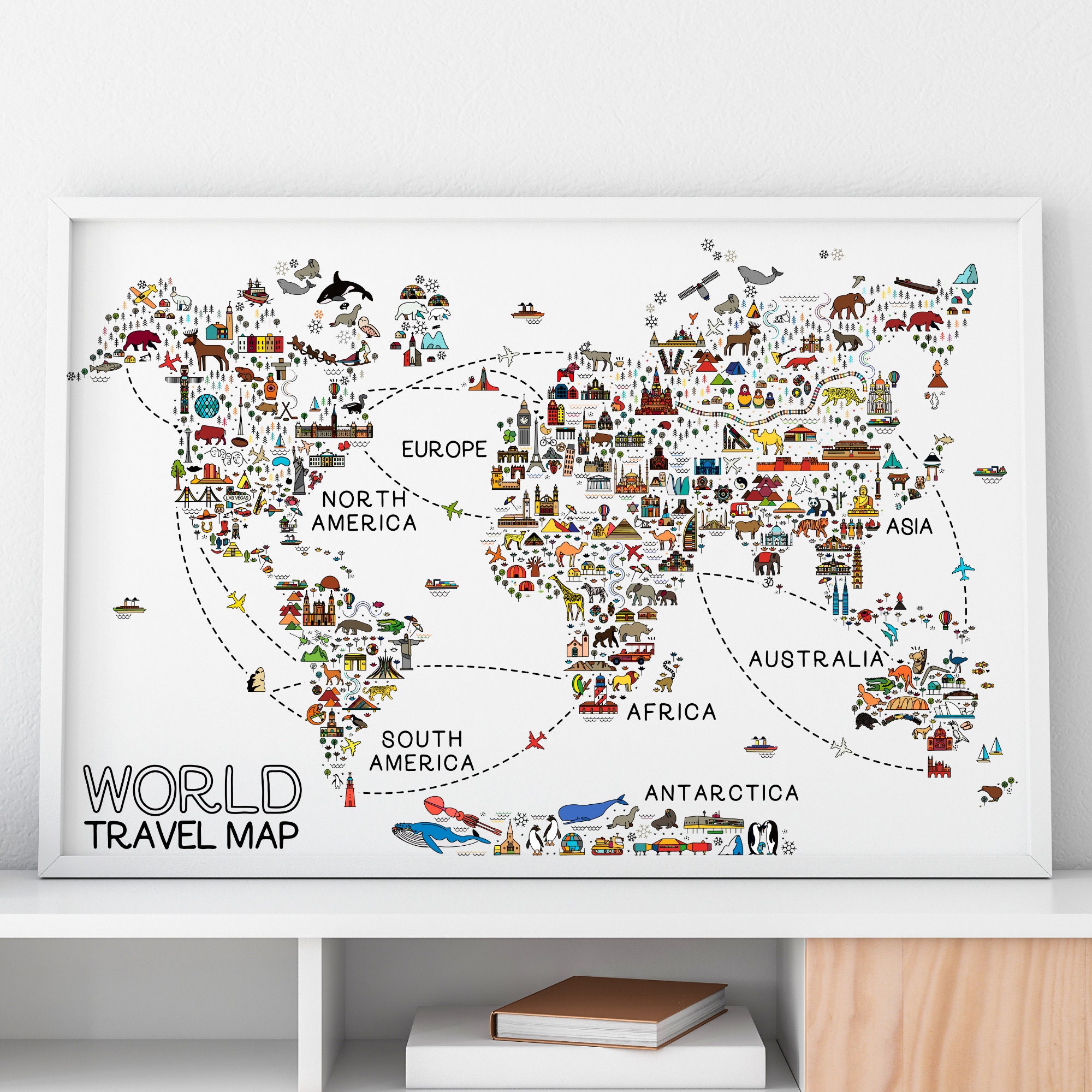 Kids World Map | Animal World Map | Travel Theme Nursery | Educational ...