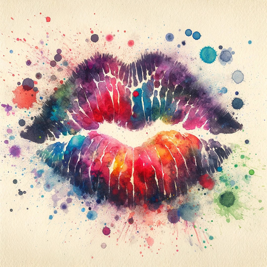 Watercolor Lip PNG | Lip Watercolor Splash Design PNG| Colors Lip ...