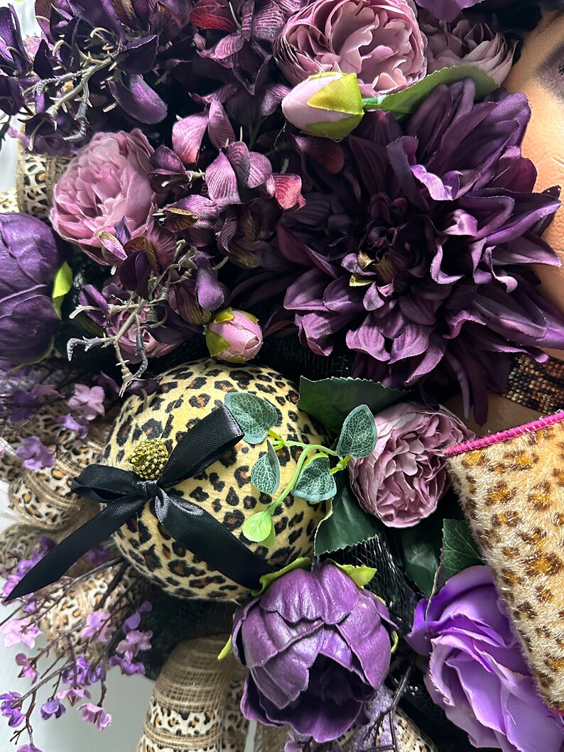 Mannequin Head Wreath Leopard Wreath Design Purple Wreath Whimsical ...