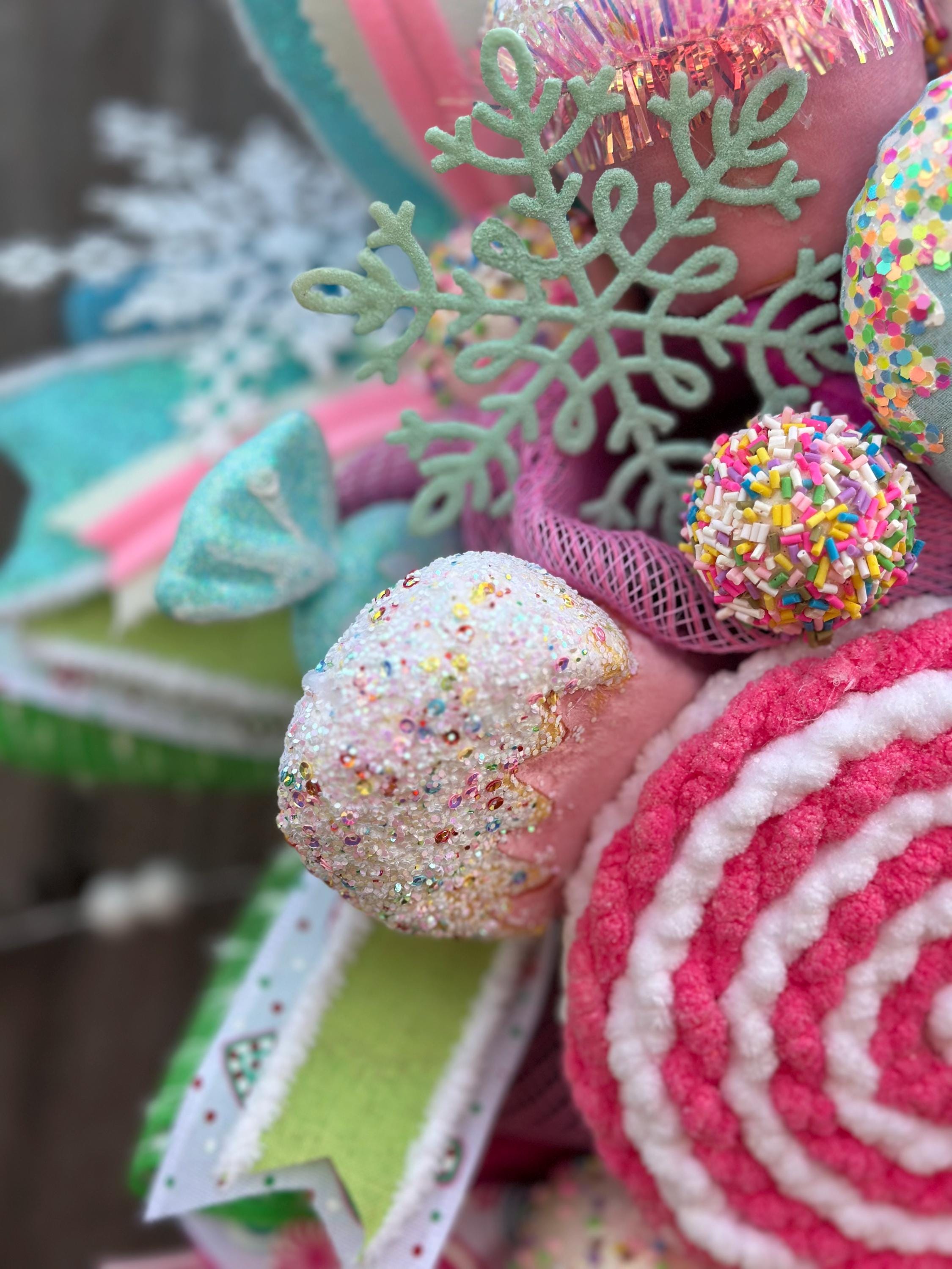 Candyland Wreath; Christmas Candyland Decor; Pastel Door Decor ...