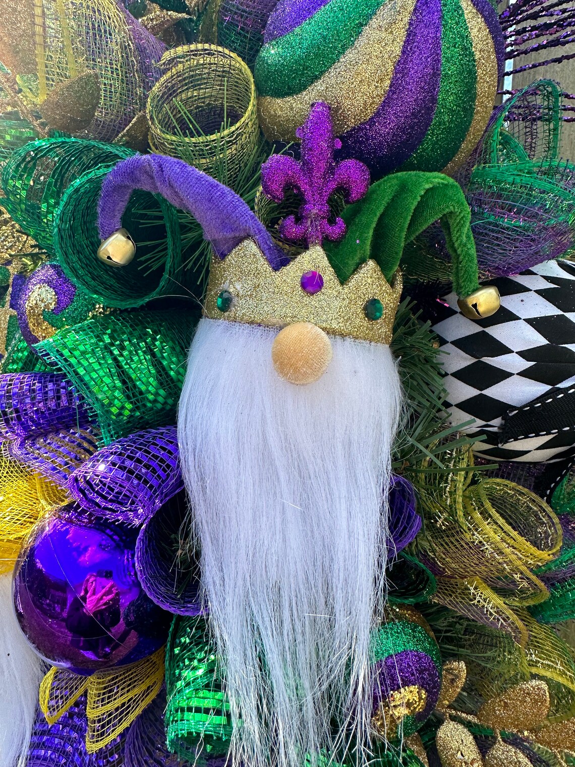 Mardi Gras Wreath, Fat Tuesday, Whimsical Wreath, Mardi Gras Door Decor ...