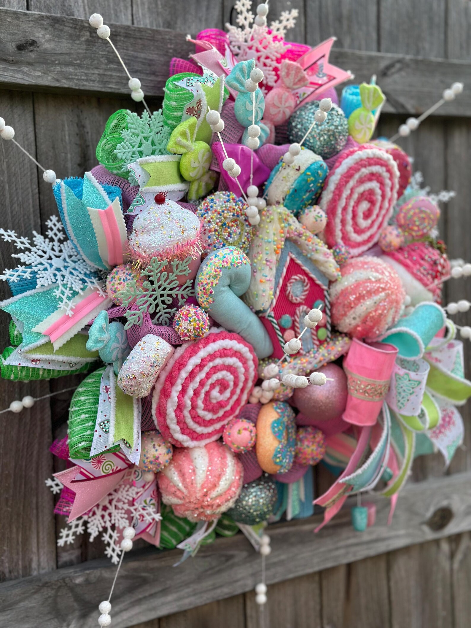 Candyland Wreath; Christmas Candyland Decor; Pastel Door Decor ...