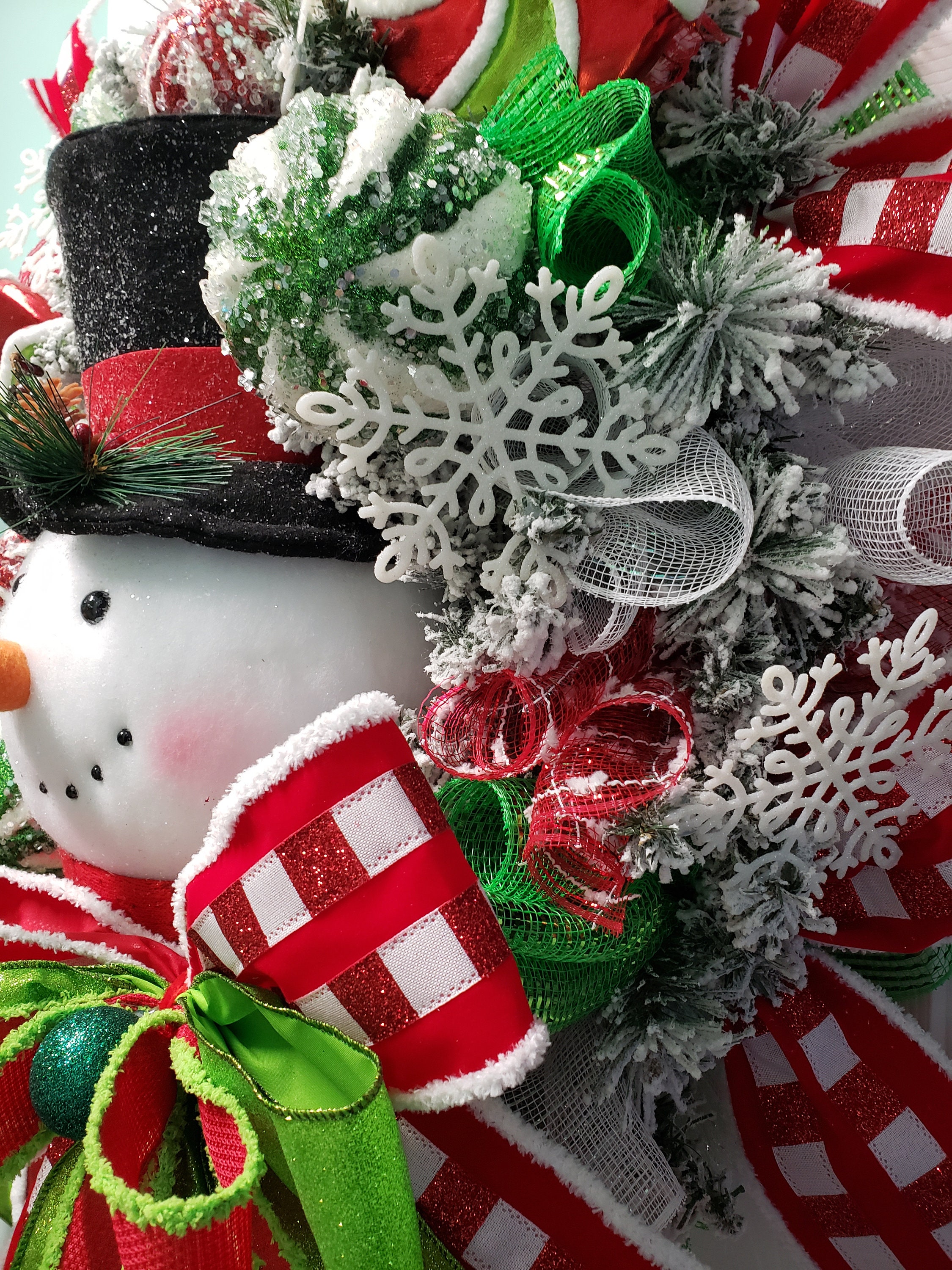 Christmas Wreath, Snowman Wreath, Holiday Snowman Wreath, Christmas ...