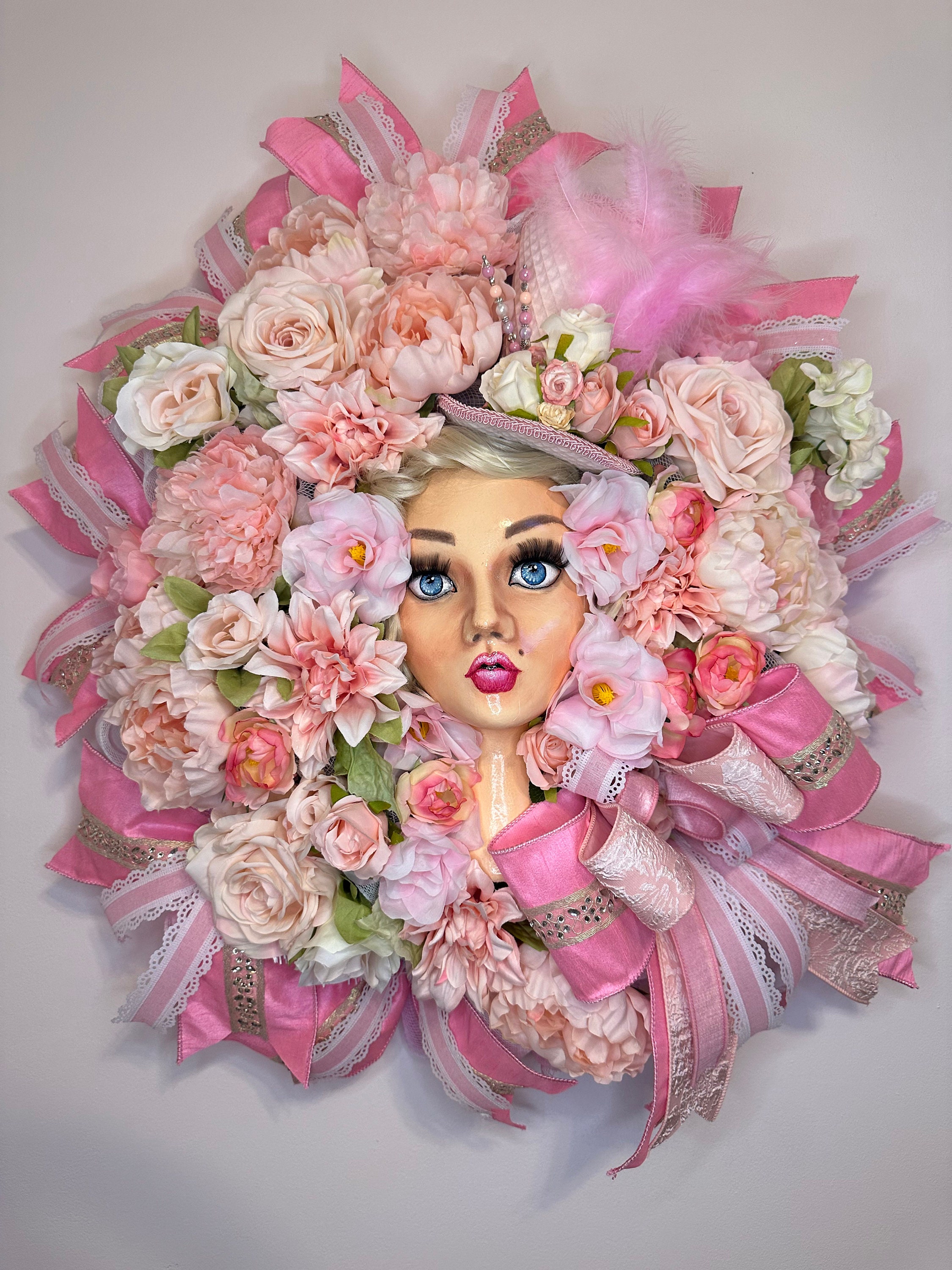 Whimsical Mannequin Wreath Marilyn Monroe Wreath Floral Wreath Pink ...