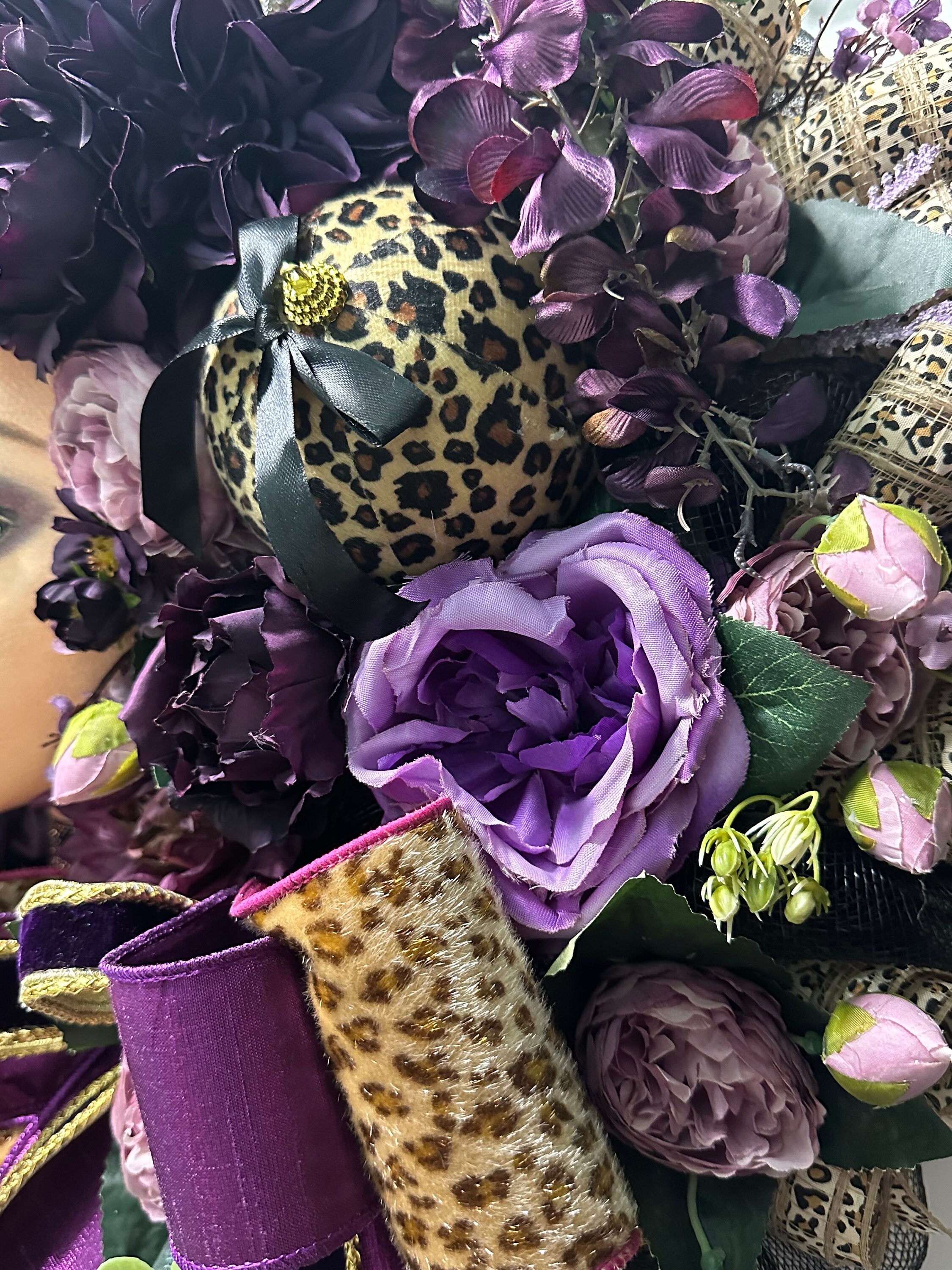 Mannequin Head Wreath Leopard Wreath Design Purple Wreath Whimsical ...