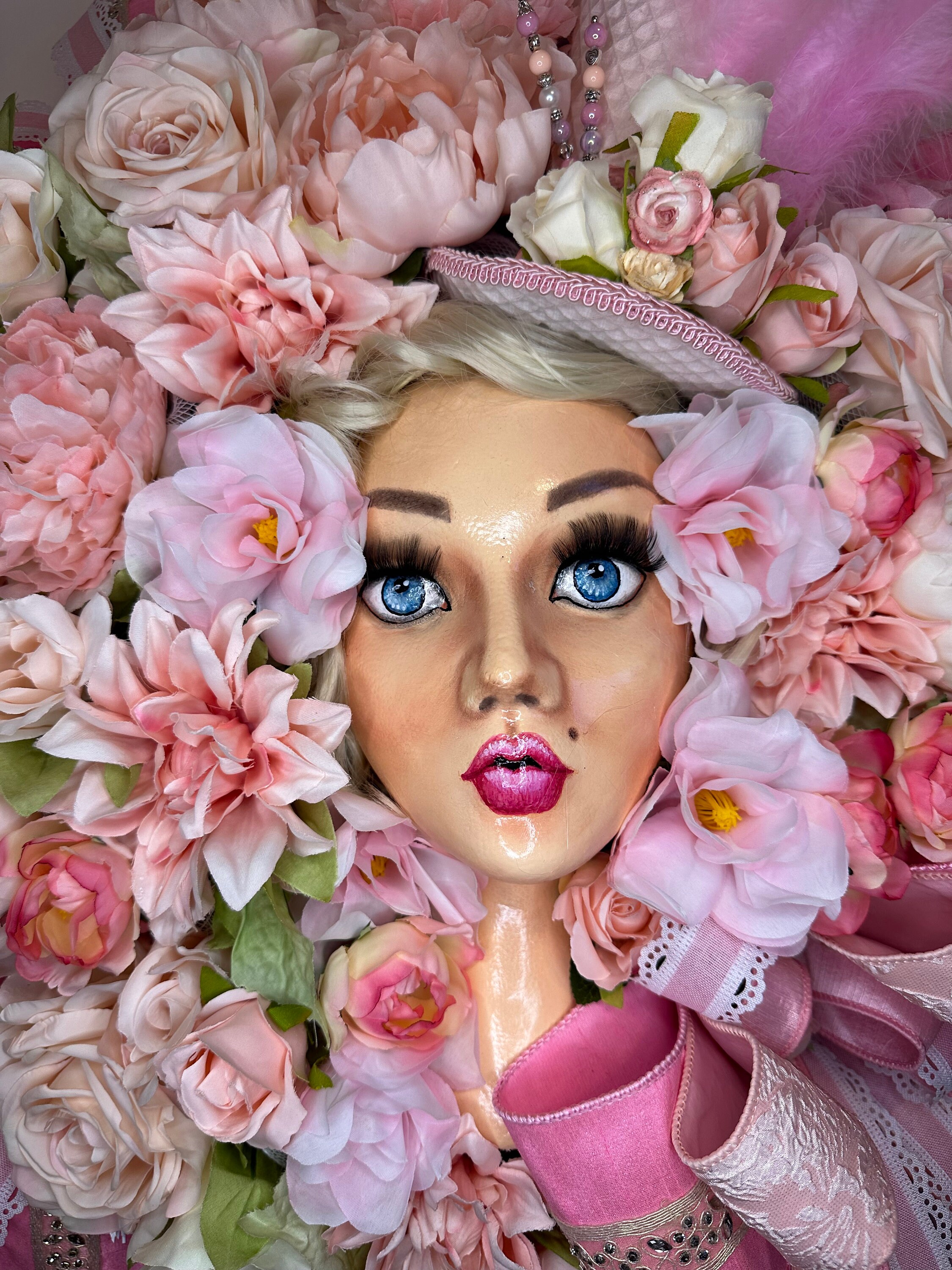 Whimsical Mannequin Wreath Marilyn Monroe Wreath Floral Wreath Pink ...