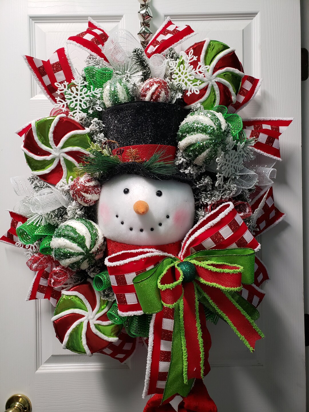 Christmas Wreath, Snowman Wreath, Holiday Snowman Wreath, Christmas ...