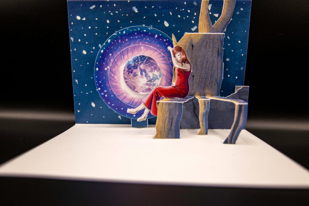 Moon Card, 3d Valentines Day Card, Popup Valentines Day Card, Pop up ...