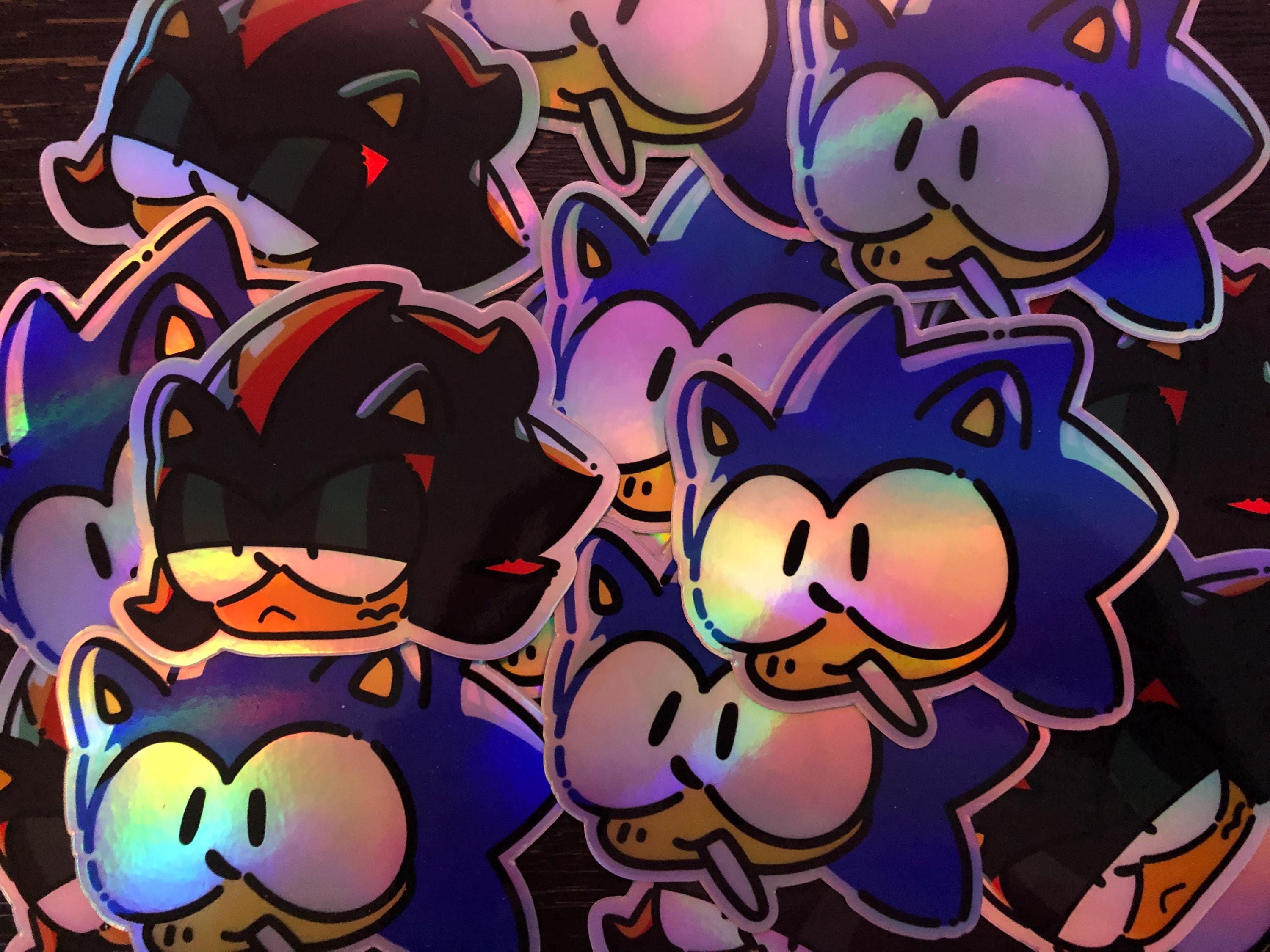 HOLOGRAPHIC SONIC +shadow STICKER - Etsy