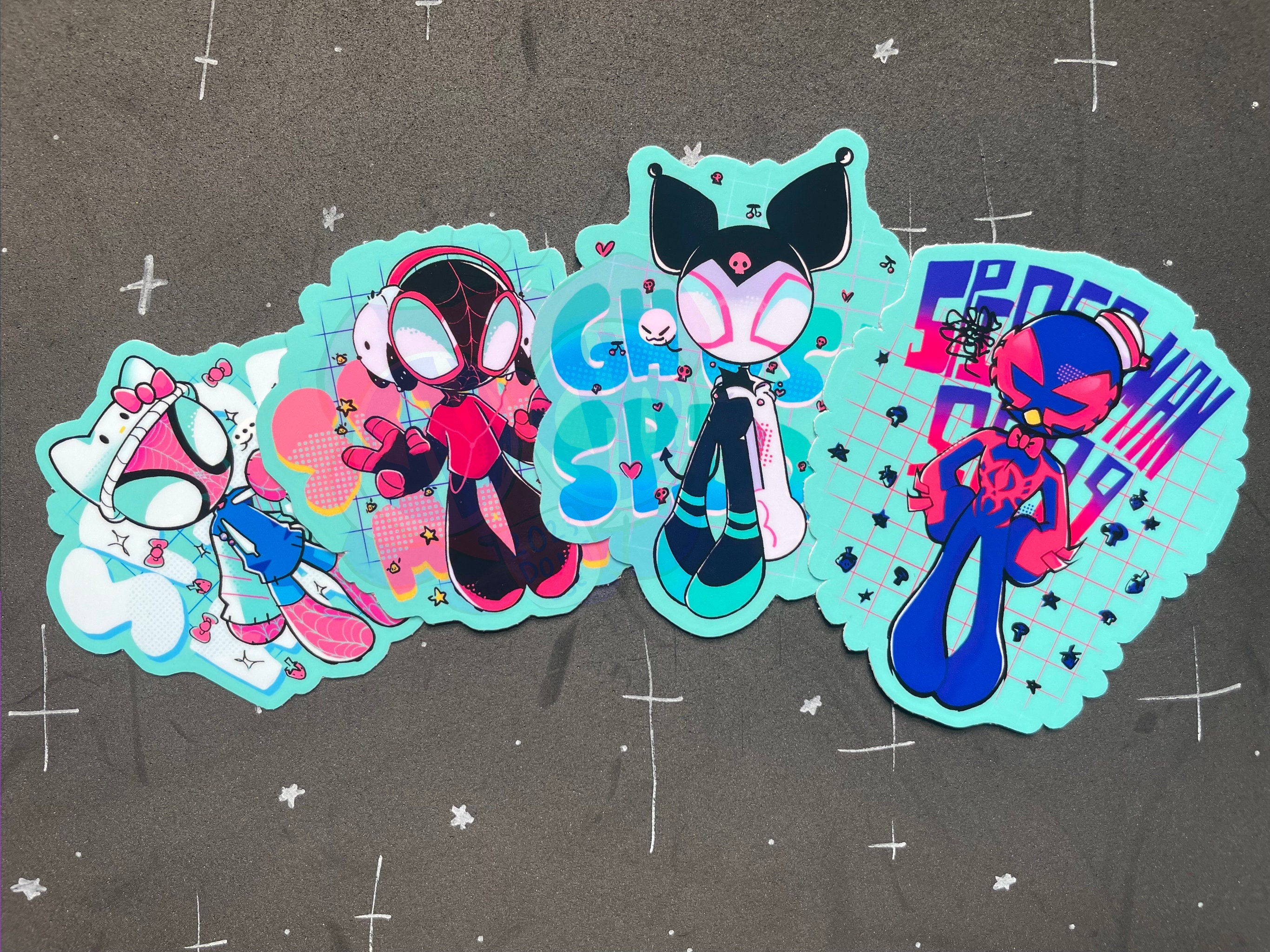 Spiderman-spiderverse X Sanrio Stickers - Etsy
