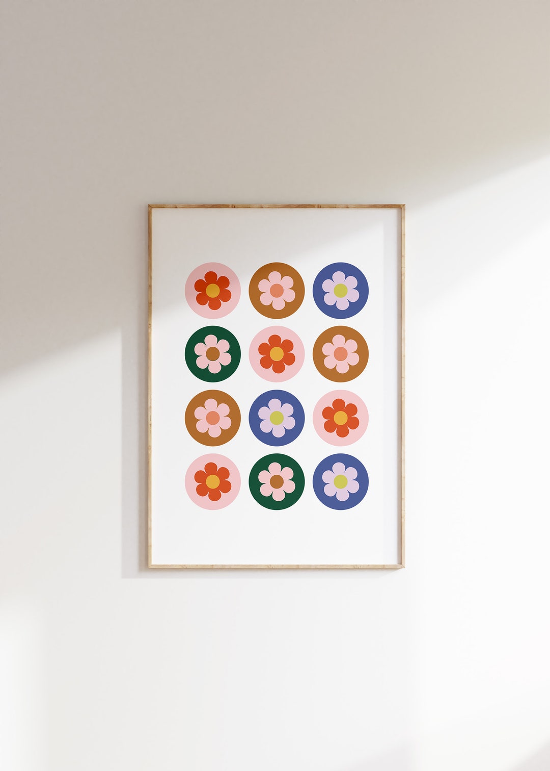 Flower Grid Art Print: Colorful Floral Illustration (digital Print) - Etsy