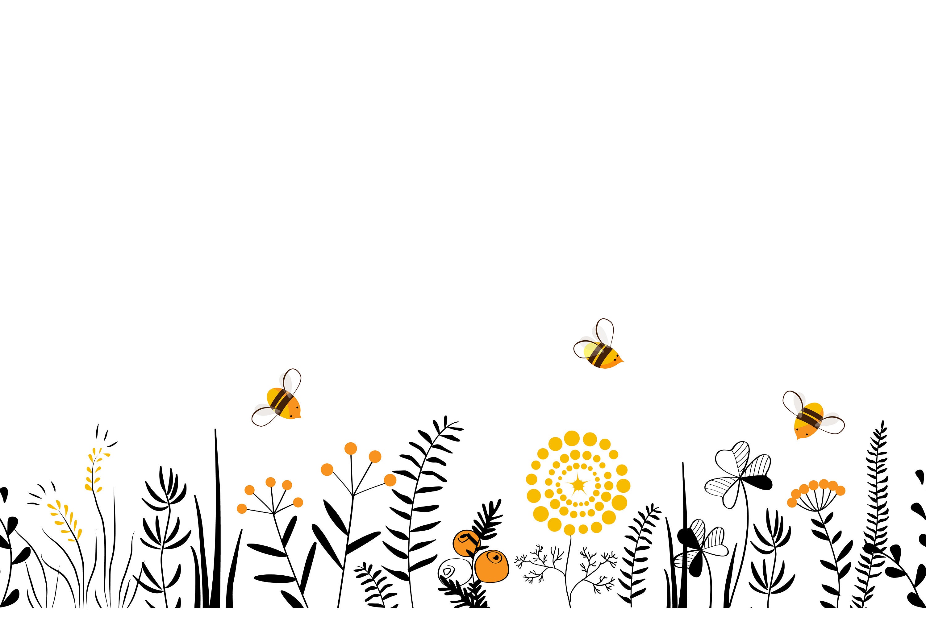 Beekeeping Seamless Background With Hand Drawn Wild Herbs, Flowers and ...