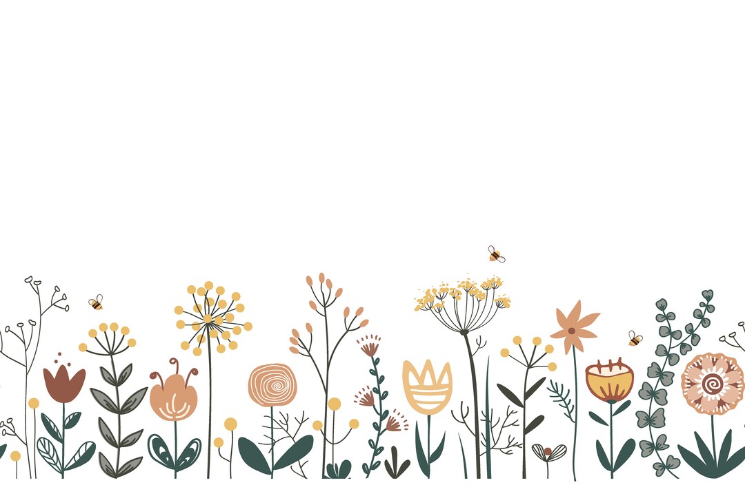 Fairy Flowers Border in Scandinavian Style, Seamless Pattern. EPS, JPG ...