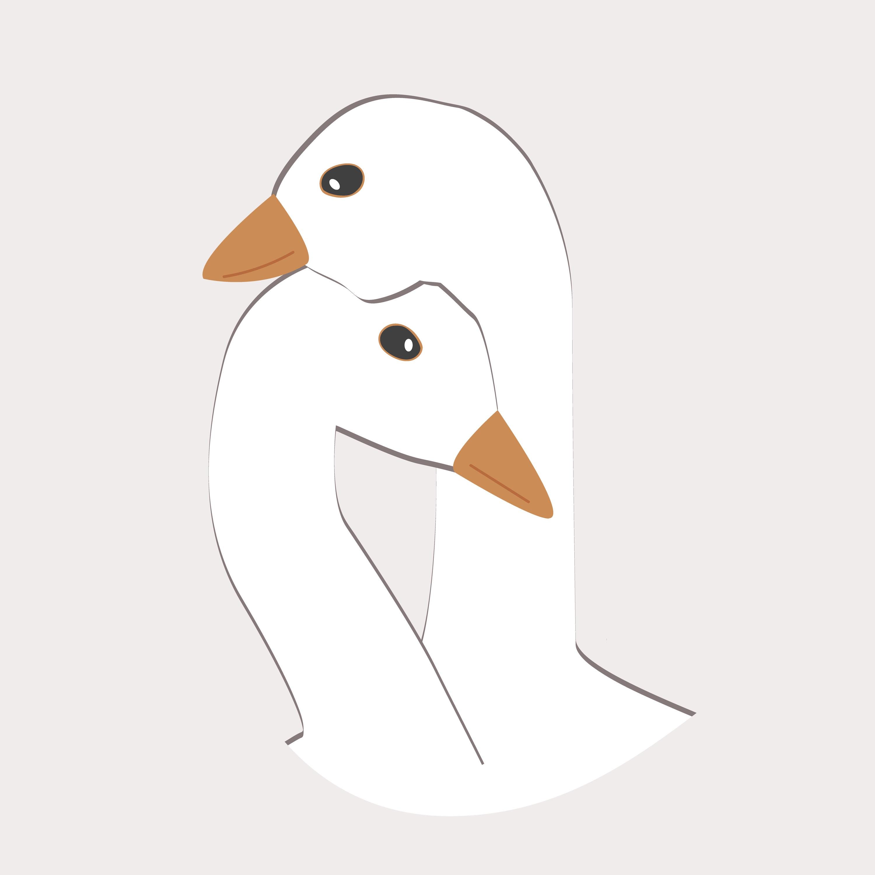 Goose Hugs Couple. Cute Valentine's Hugging Birds Isolated Illustration ...