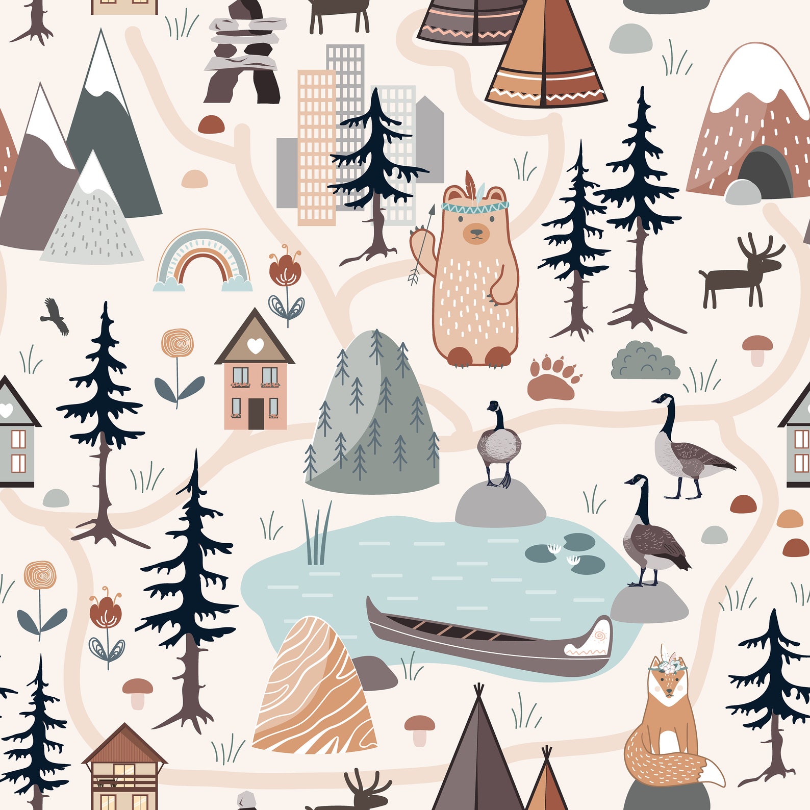 Wild Nature Seamless Pattern. JPG, PNG, and EPS Digital File - Etsy