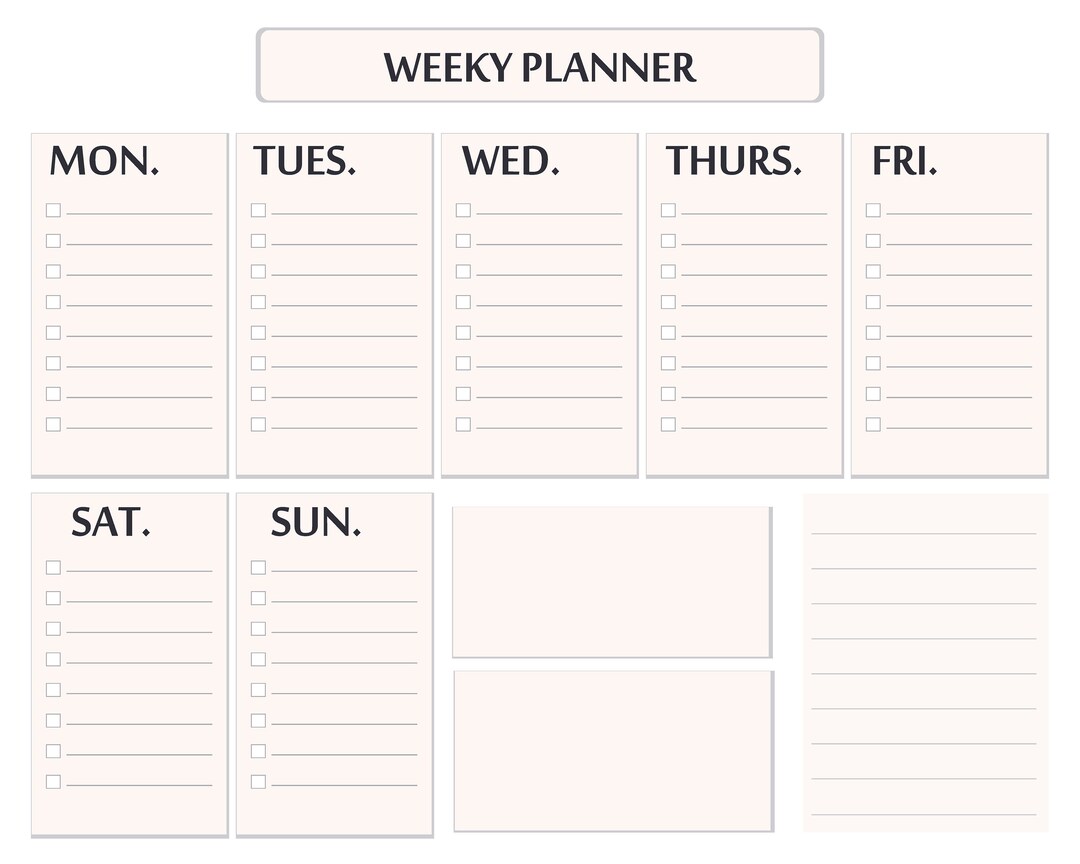 Weekly Planner Template. To-do List, Daily Organizer. Digital ...